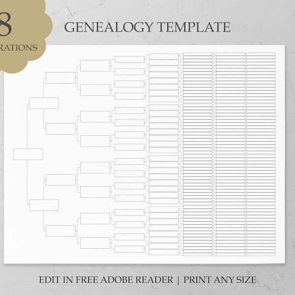 8 Generation Family Tree Charts - Etsy