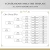 Family Tree Fan Chart Ancestry Map Genealogy Template 6 Generation ...