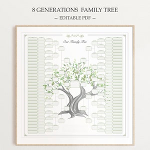 Family Tree Chart Fillable Template 8 Generations History Genealogy ...