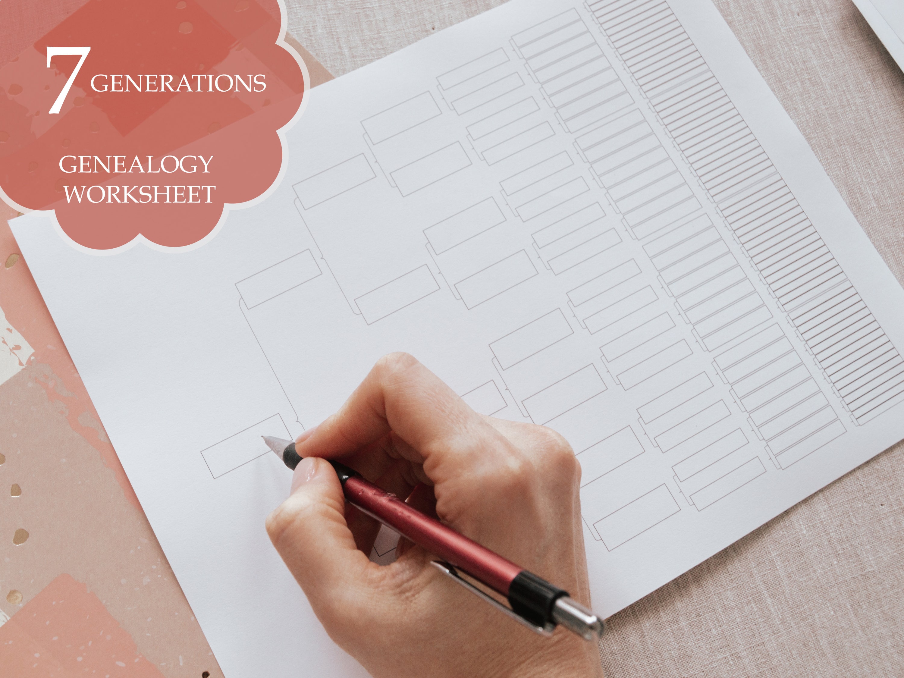 Genealogy Worksheet Printable Family Tree Template Pedigree Chart 7 ...