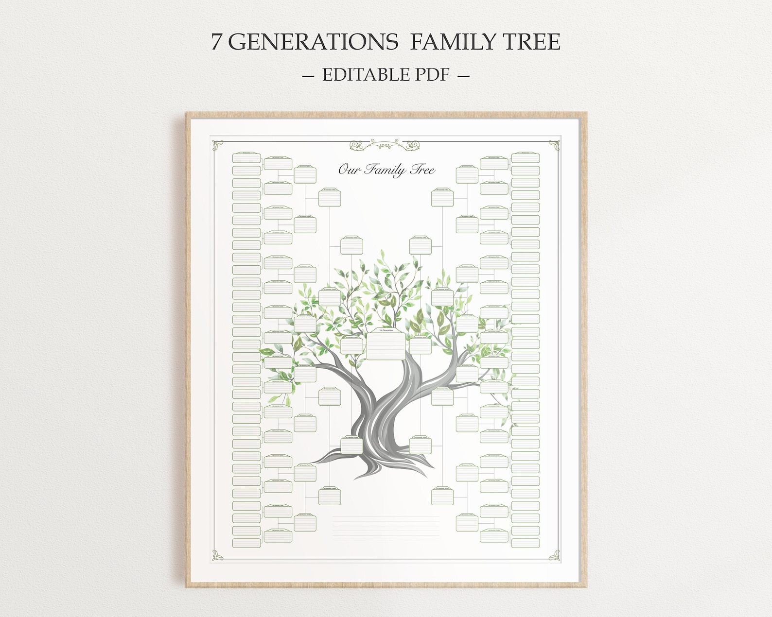 Genealogy Tree Fillable 7 Generation Family Tree Template Maternal ...