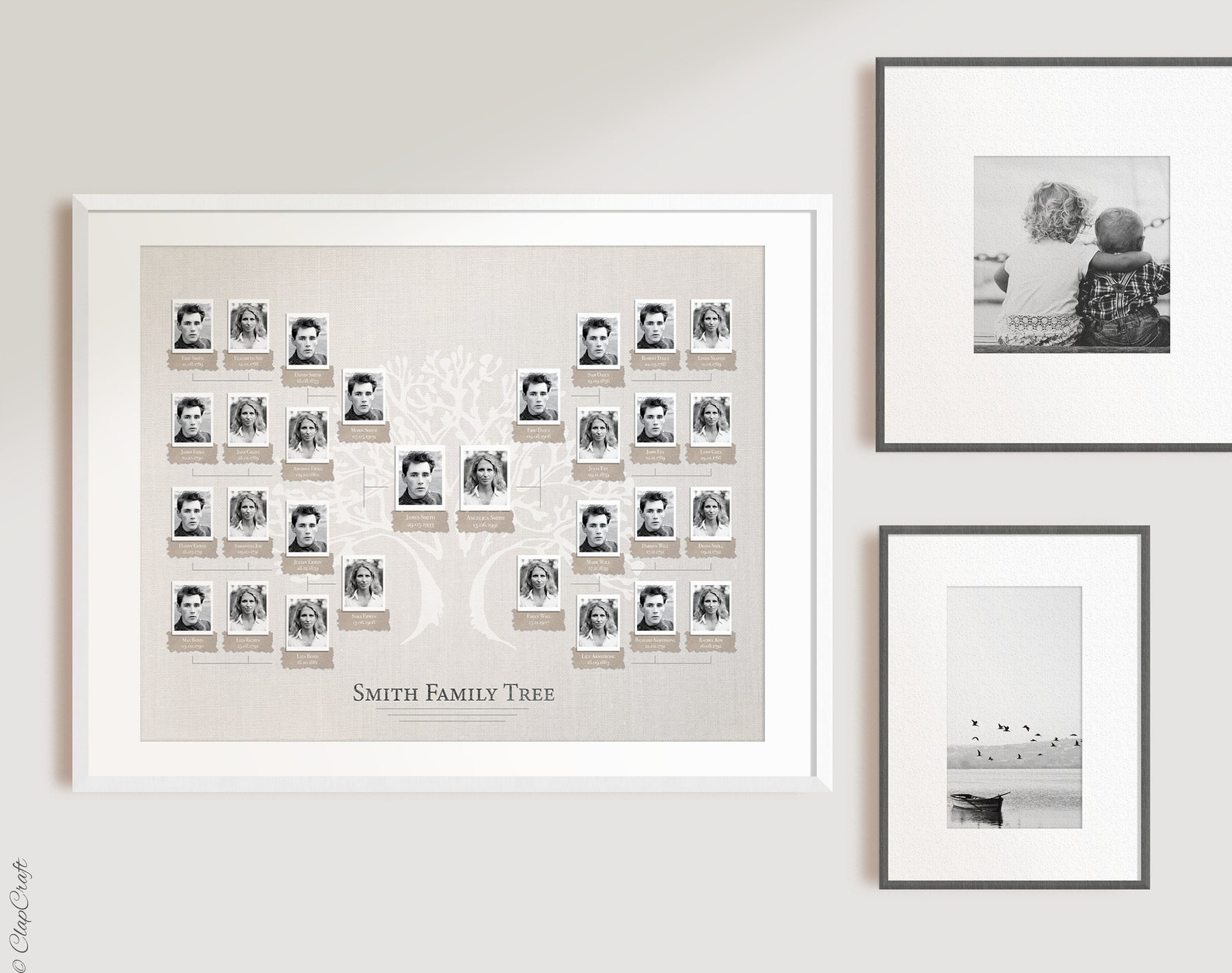Editable Photo Family Tree Template With Photos Family Tree Portrait ...