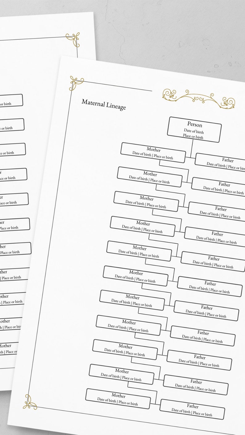 Editable Family Lineage Paternal Family Line Maternal Side Genealogy ...
