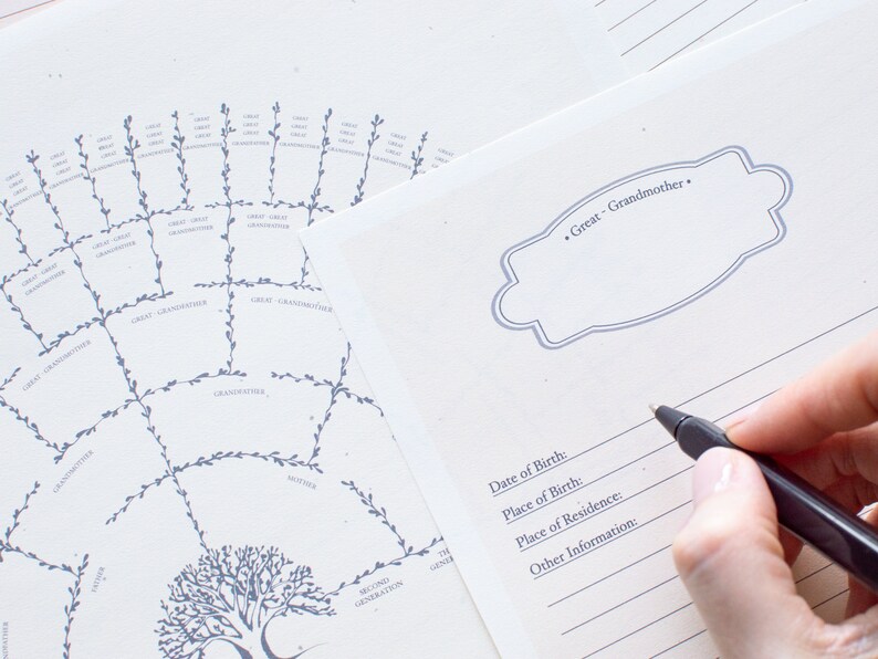 Genealogy Journal Family Tree Template 6 Generations Genealogy - Etsy