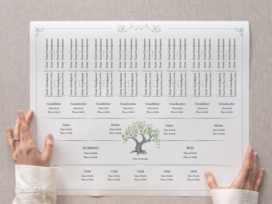 6 Generation Family Tree Chart Lineage Family Tree Ancestral Fan Chart ...