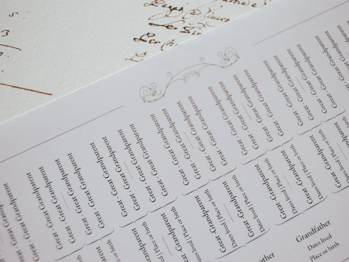 6 Generation Family Tree Chart Lineage Family Tree Ancestral Fan Chart ...