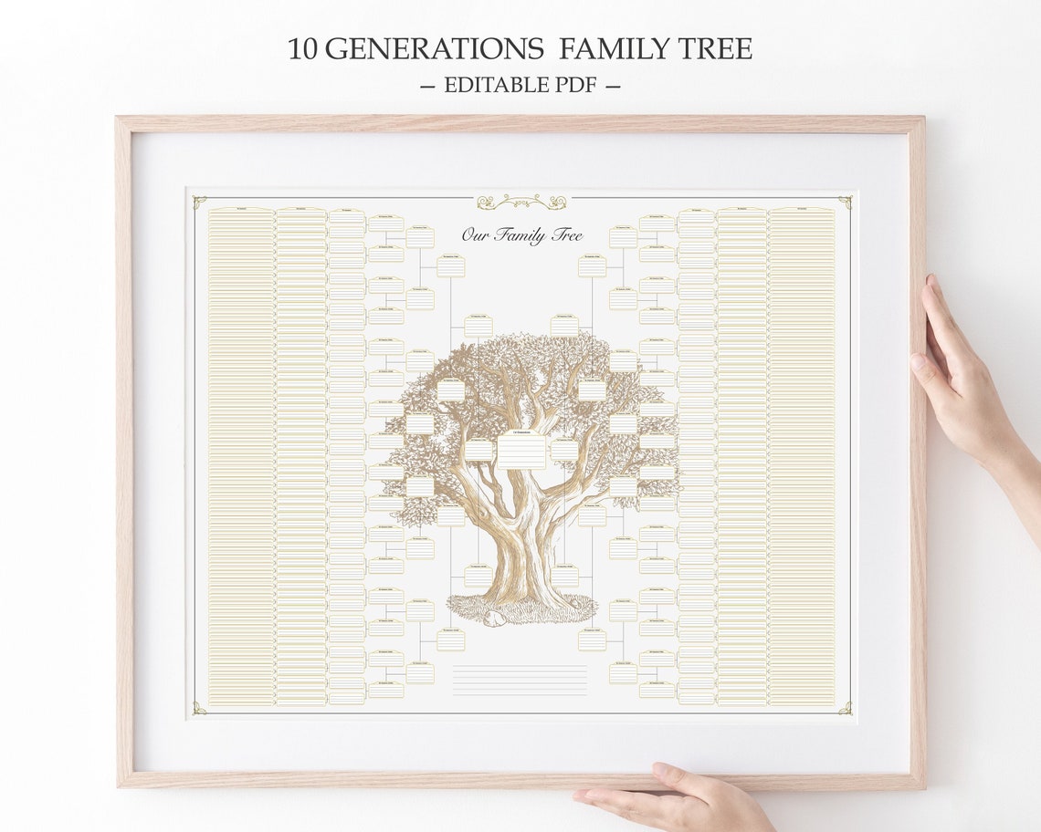 Family Tree Printable 10 Generation Genealogy Chart Family Tree ...