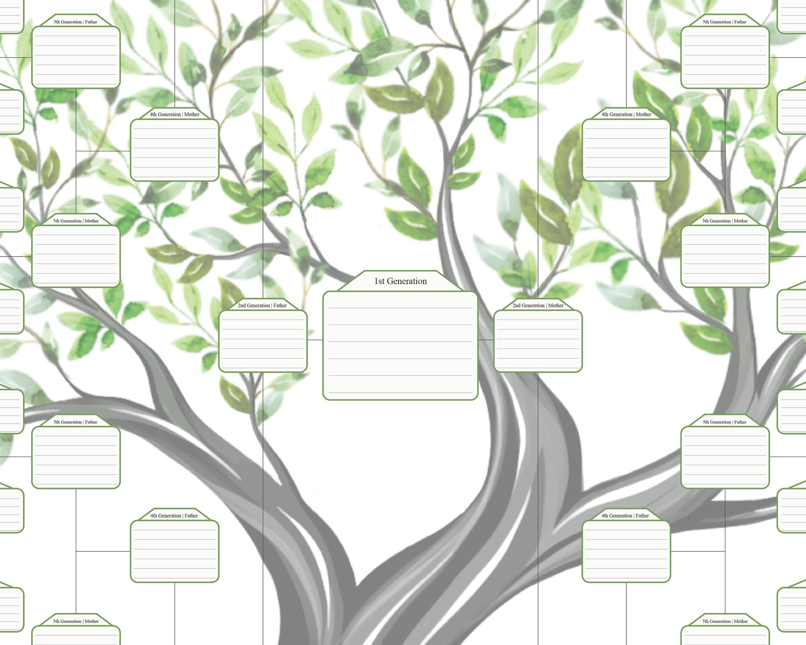 Genealogy Tree Fillable 7 Generation Family Tree Template - Etsy