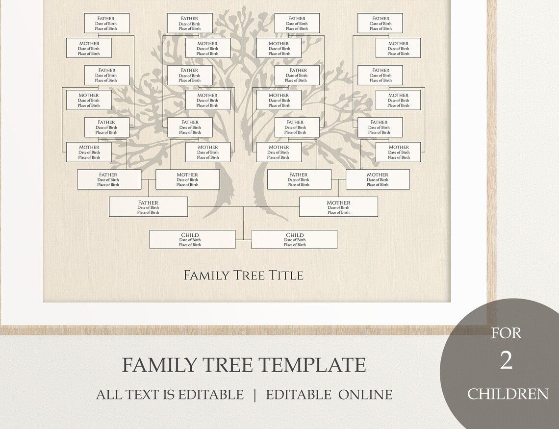 Editable Family Tree Chart Fillable Genealogy Chart 5 Generation Family ...