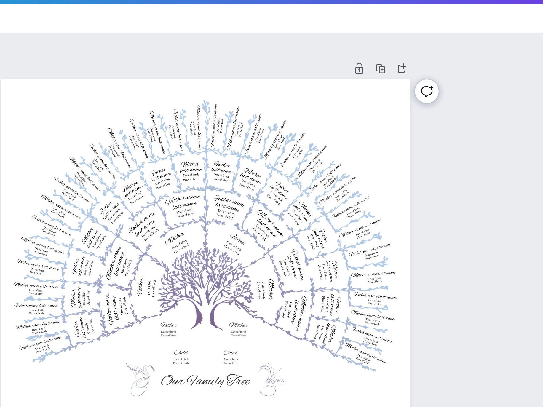 Editable Family Tree Art Gift for Parents Pedigree Chart Genealogy Tree ...