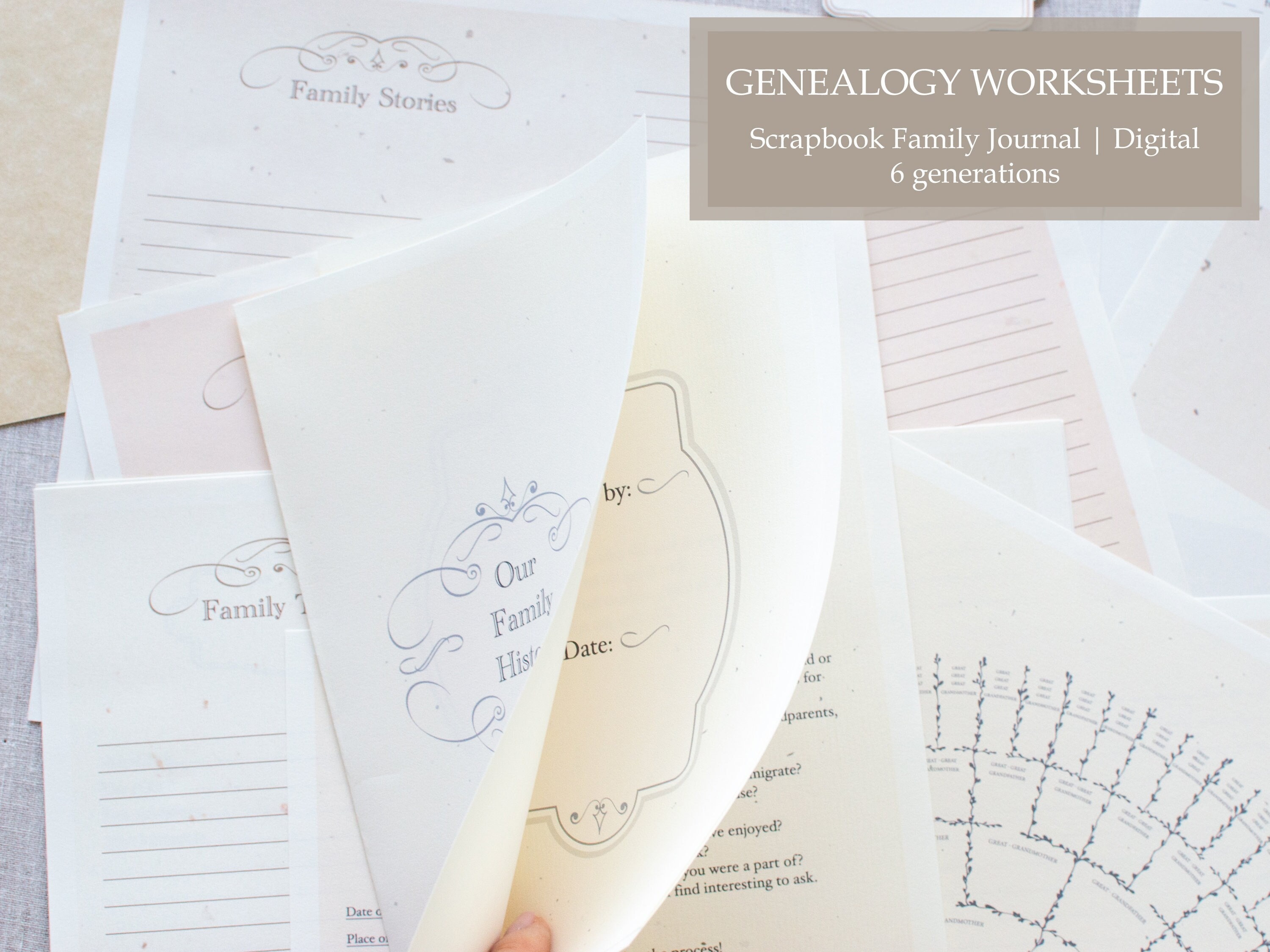 Genealogy Journal Family Tree Template 6 Generations Genealogy - Etsy