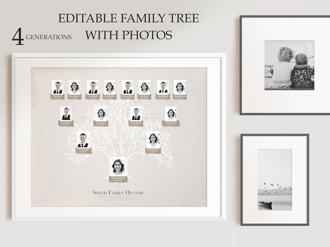 Editable Family Tree With Photo Family Tree Template Portrait Family ...