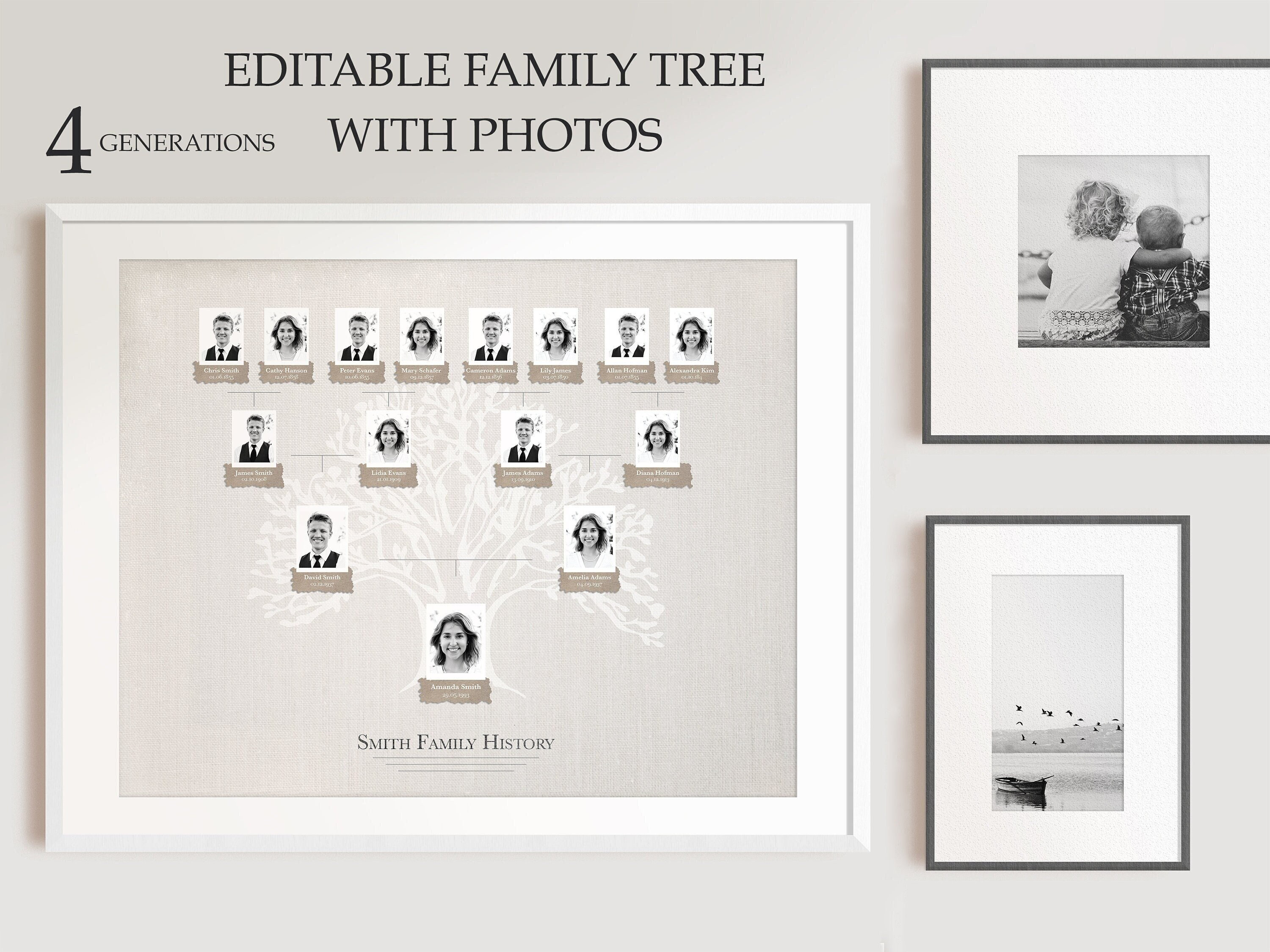Editable Family Tree With Photo Family Tree Template Portrait Family ...