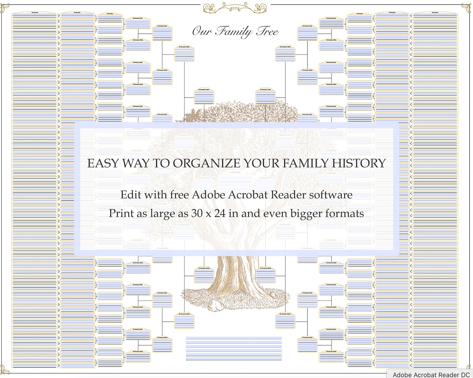 Family Tree Printable 10 Generation Genealogy Chart Family Tree ...