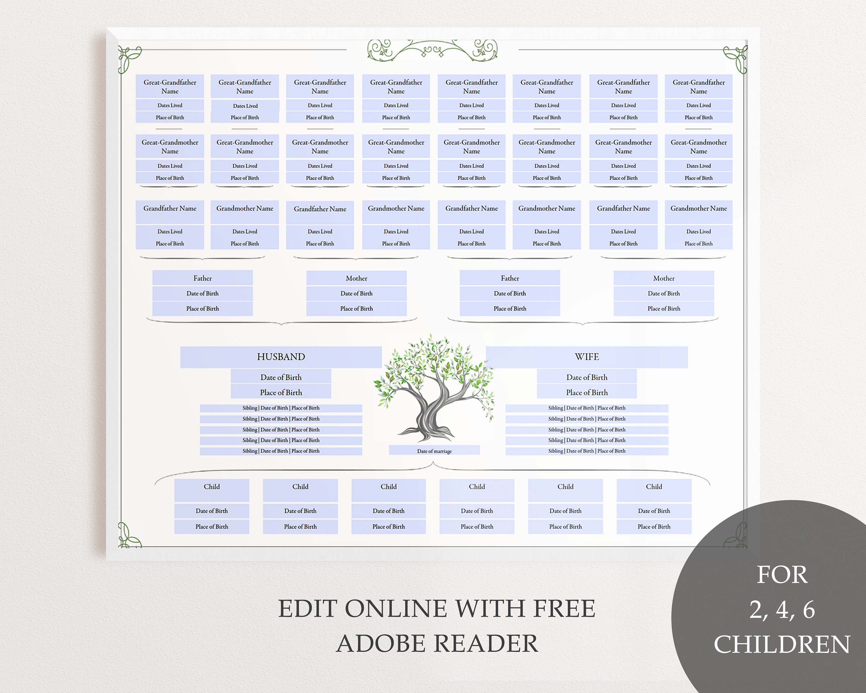 Genealogy Tree Family Tree Template Family Lineage 5 Children Genealogy ...