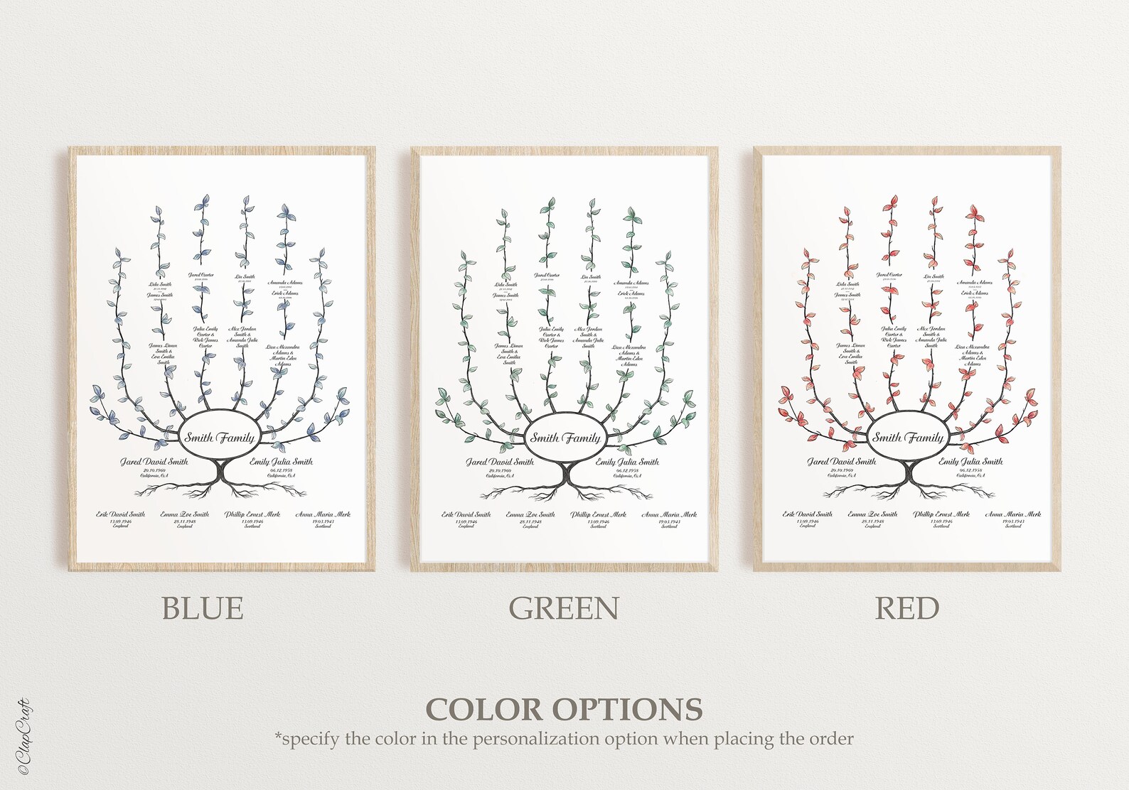 Custom Family Tree Print Genealogy Gift Ancestor Chart Personalized ...