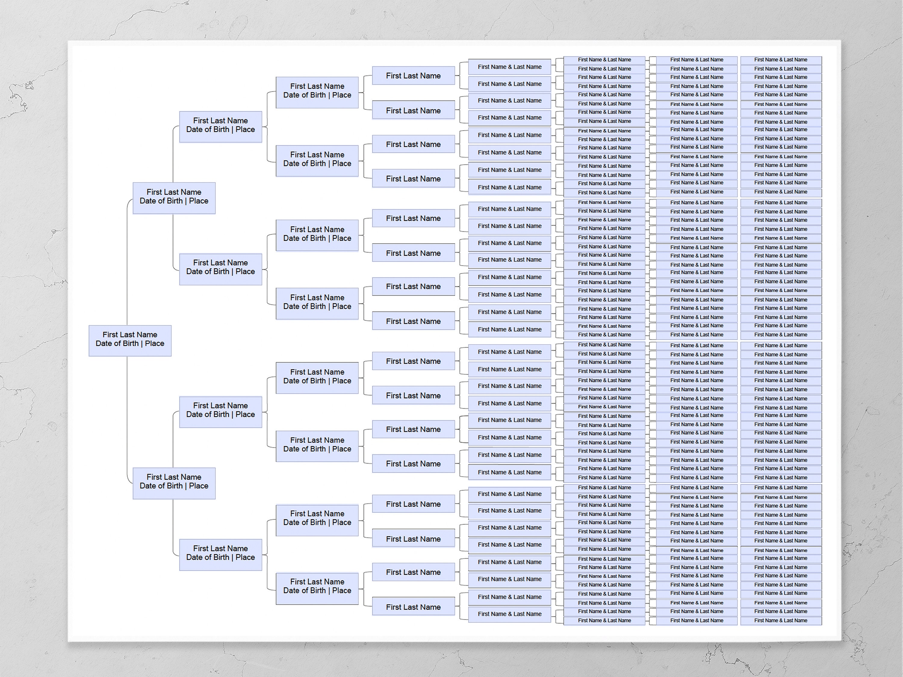 Genealogy Template Family Tree Chart 8 Generation Genealogy Chart ...