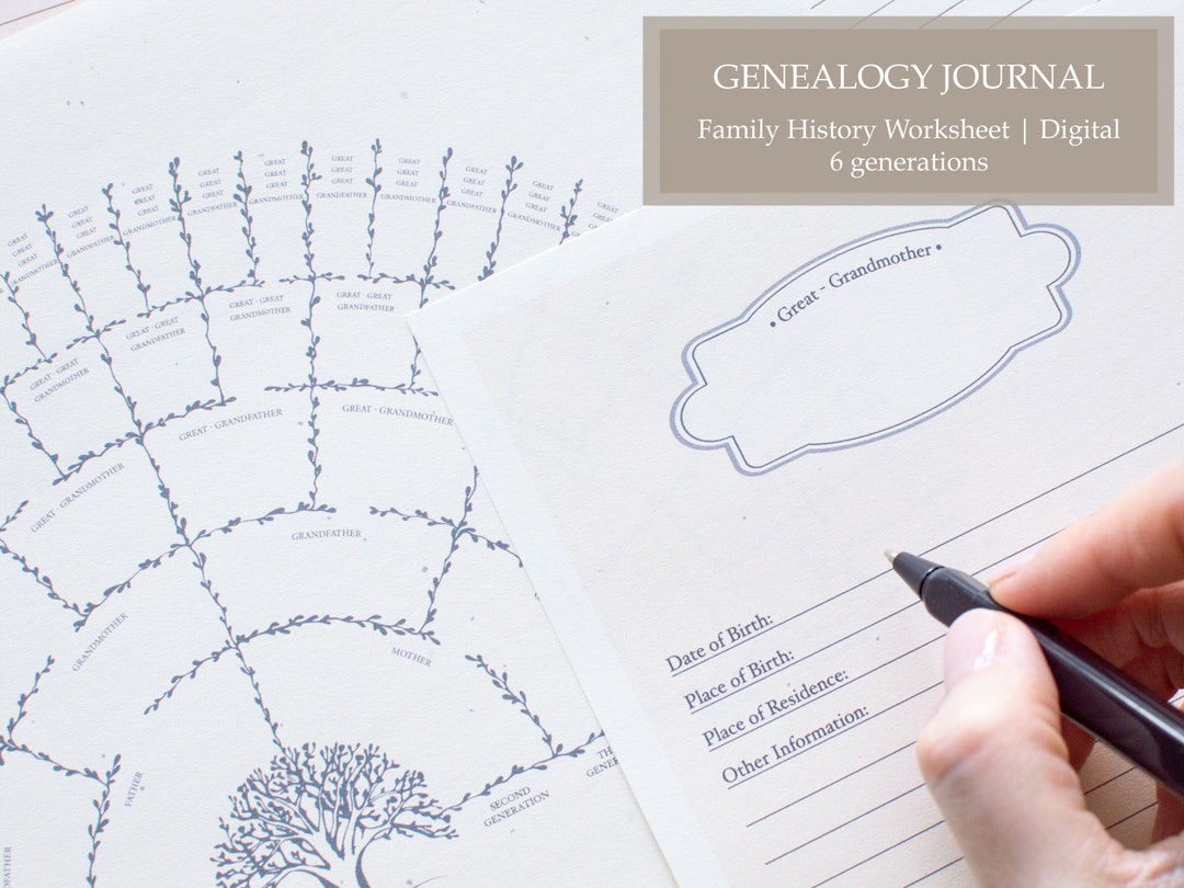 Genealogy Workbook Family Tree Journal Genealogy Template 6 Generations ...