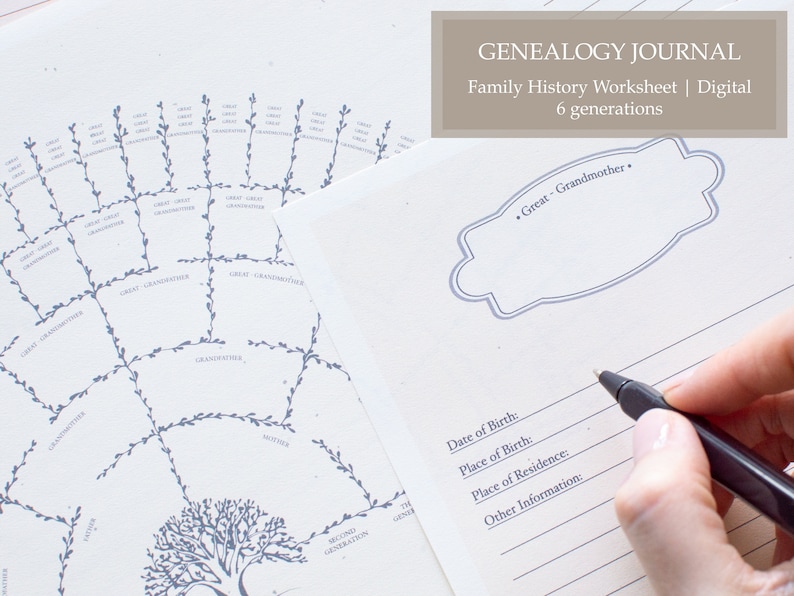 Genealogy Workbook Family Tree Journal Genealogy Template 6 Generations ...