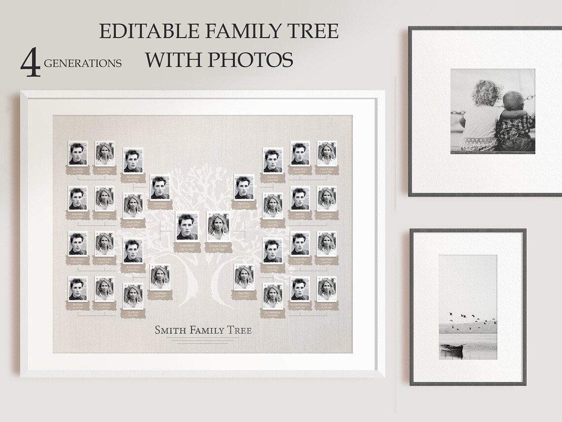 Editable Photo Family Tree Template With Photos Family Tree Portrait ...