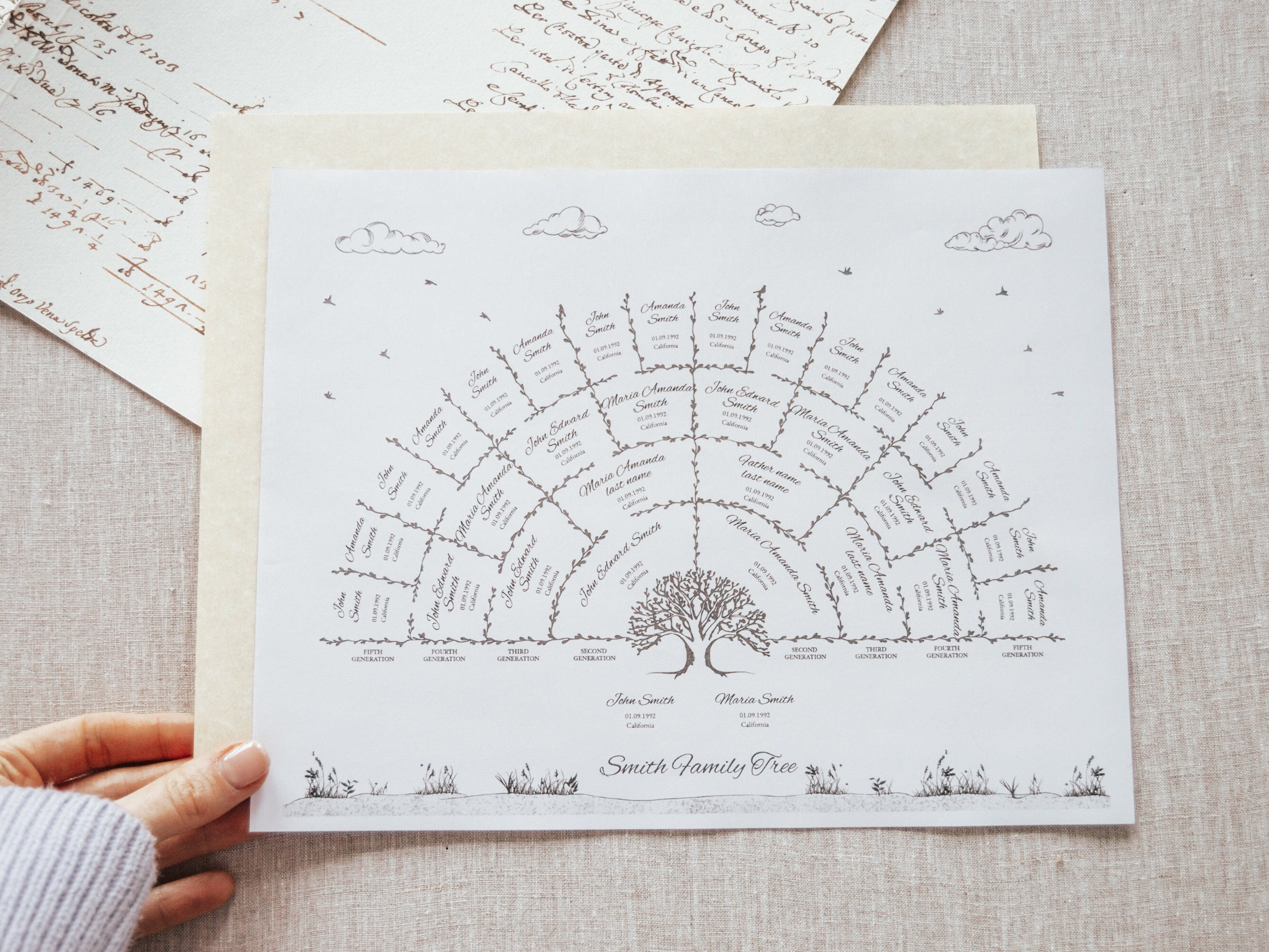 Editable Family Tree Chart Template Ancestry Fan Chart Genealogy ...