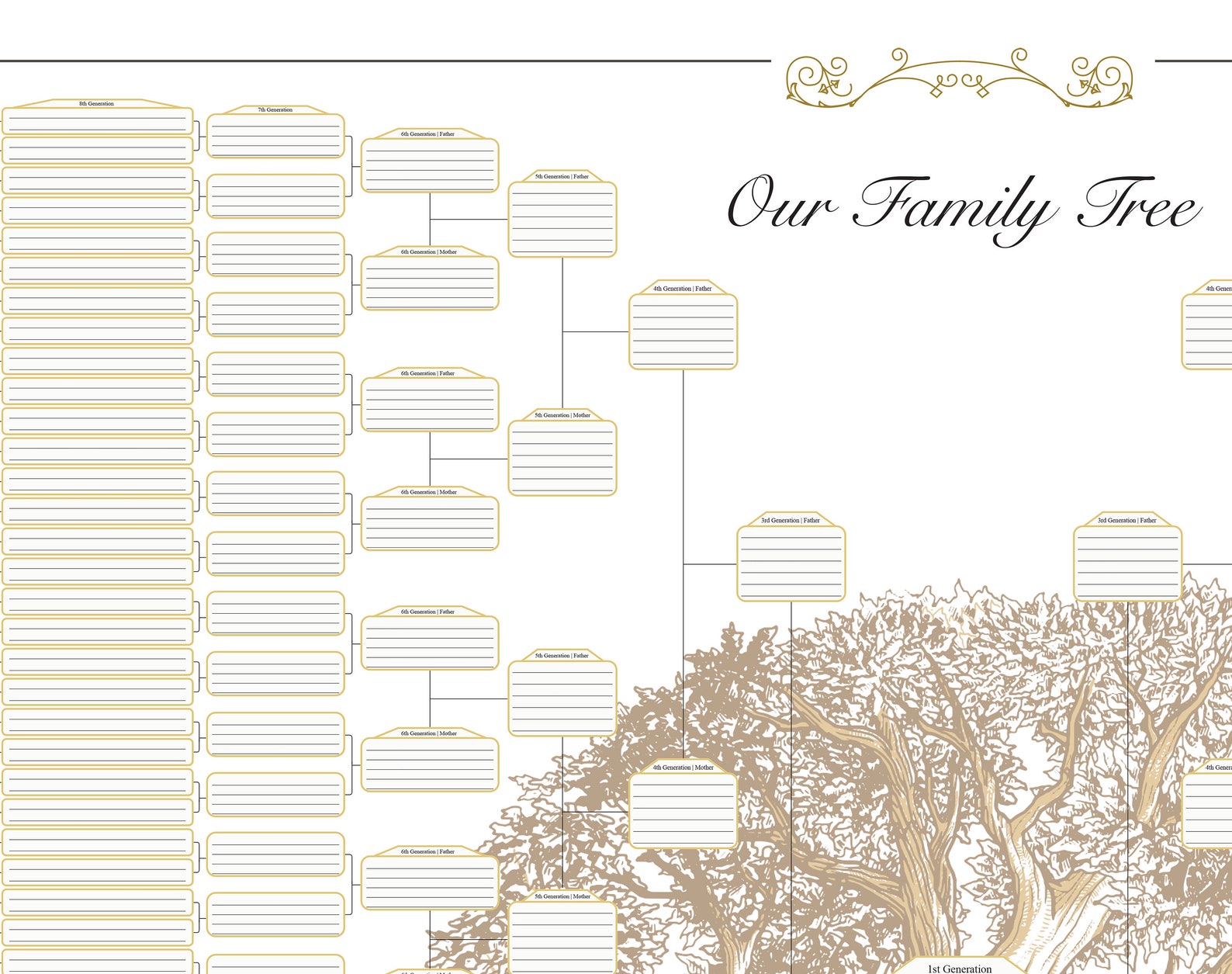 Family Tree Printable 10 Generation Genealogy Chart Family Tree ...