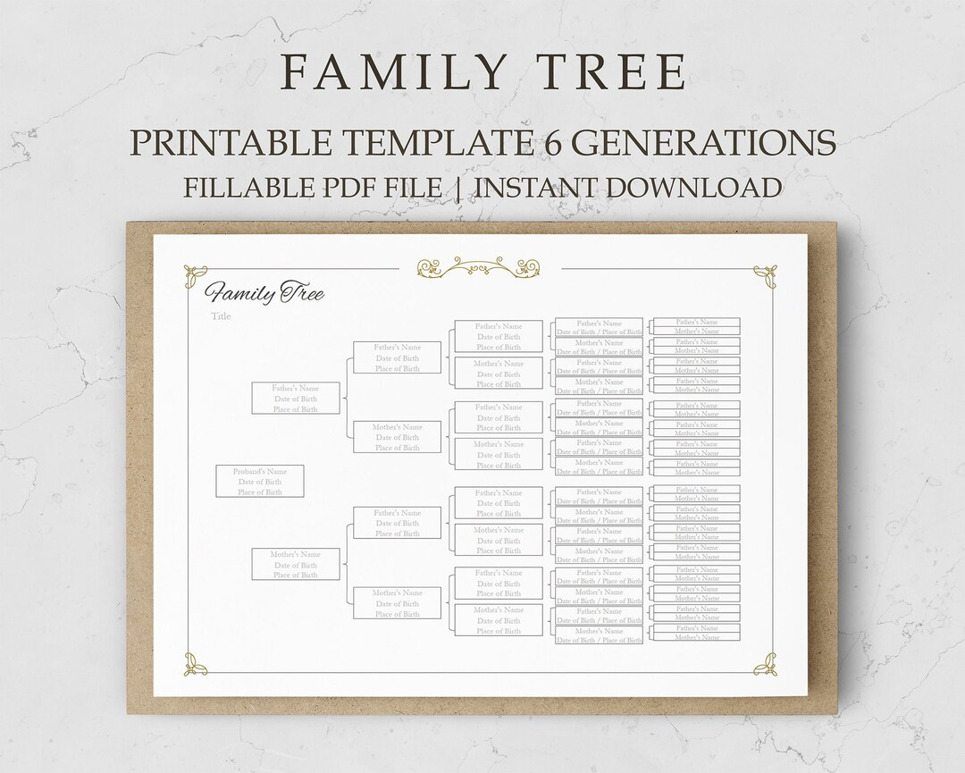 Family Tree Chart Digital Family Tree Template Print at Home - Etsy