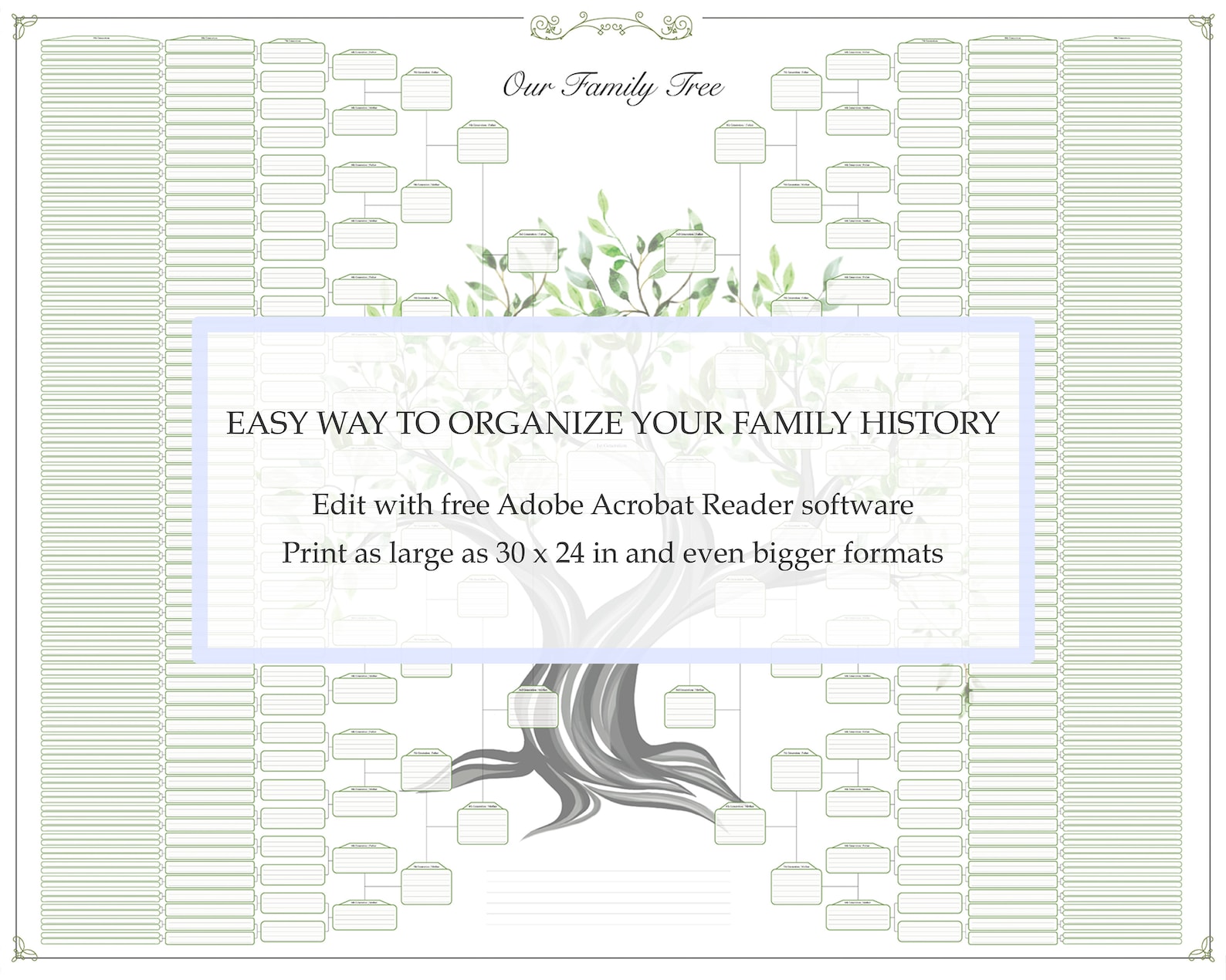 Fillable Family Tree Template Download 10 Generations Family Tree Chart ...