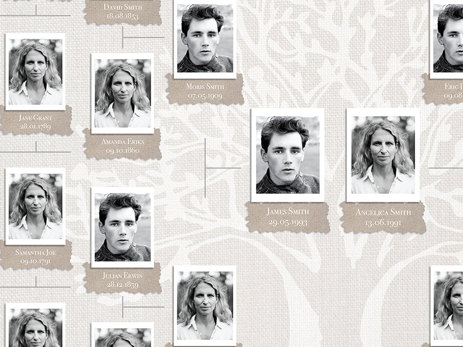 Editable Photo Family Tree Template With Photos Family Tree Portrait ...