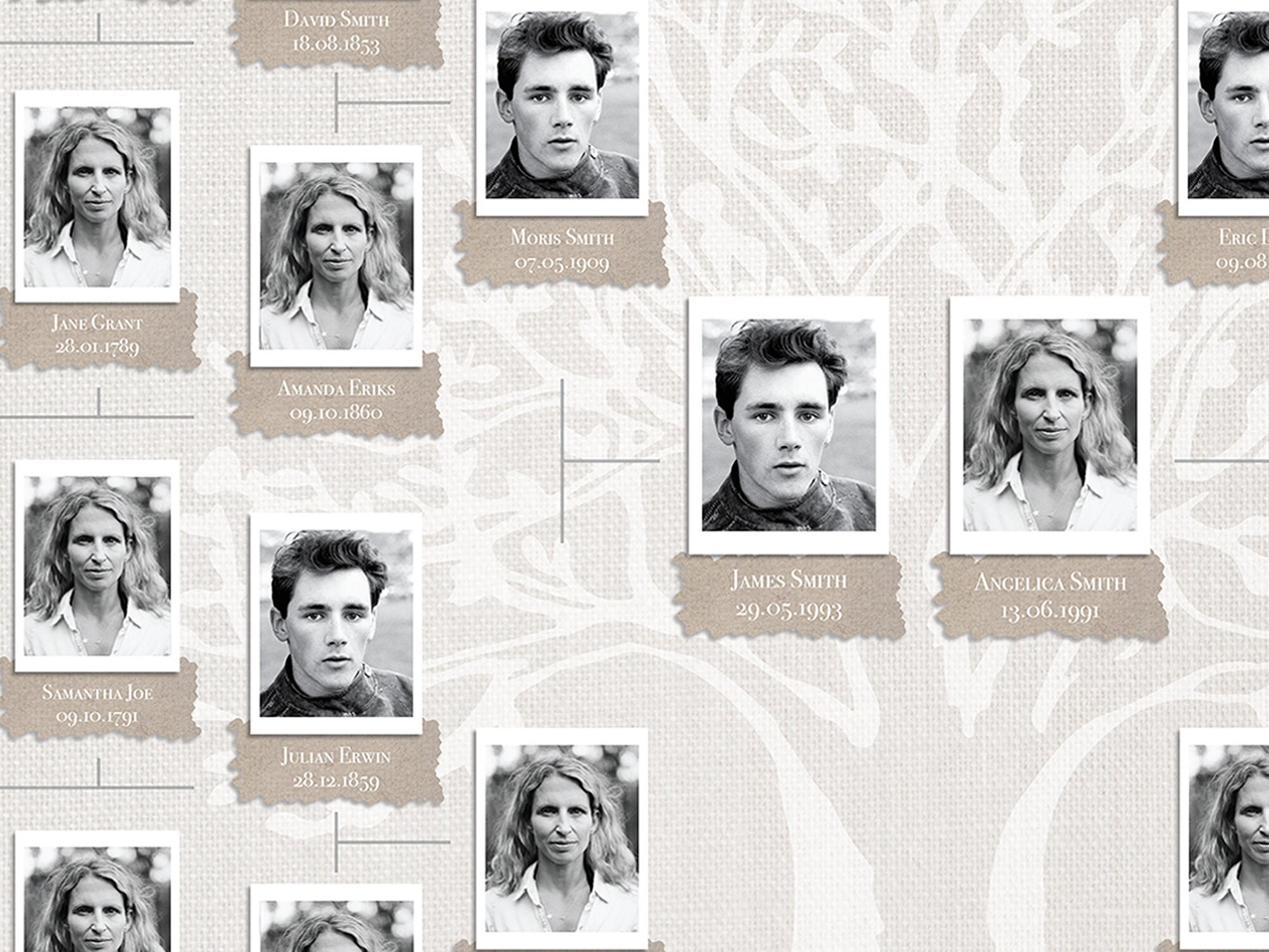 Photo Family Tree Template With Photos Family Tree Portrait Family Tree ...