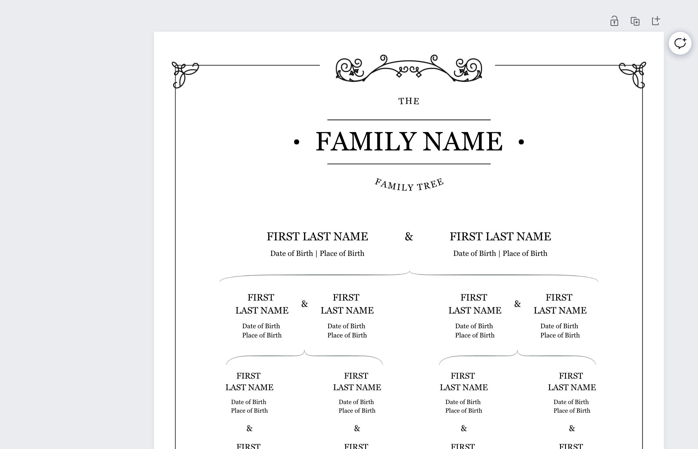 Fillable Family Tree Chart Personalized Genealogy Gift - Etsy
