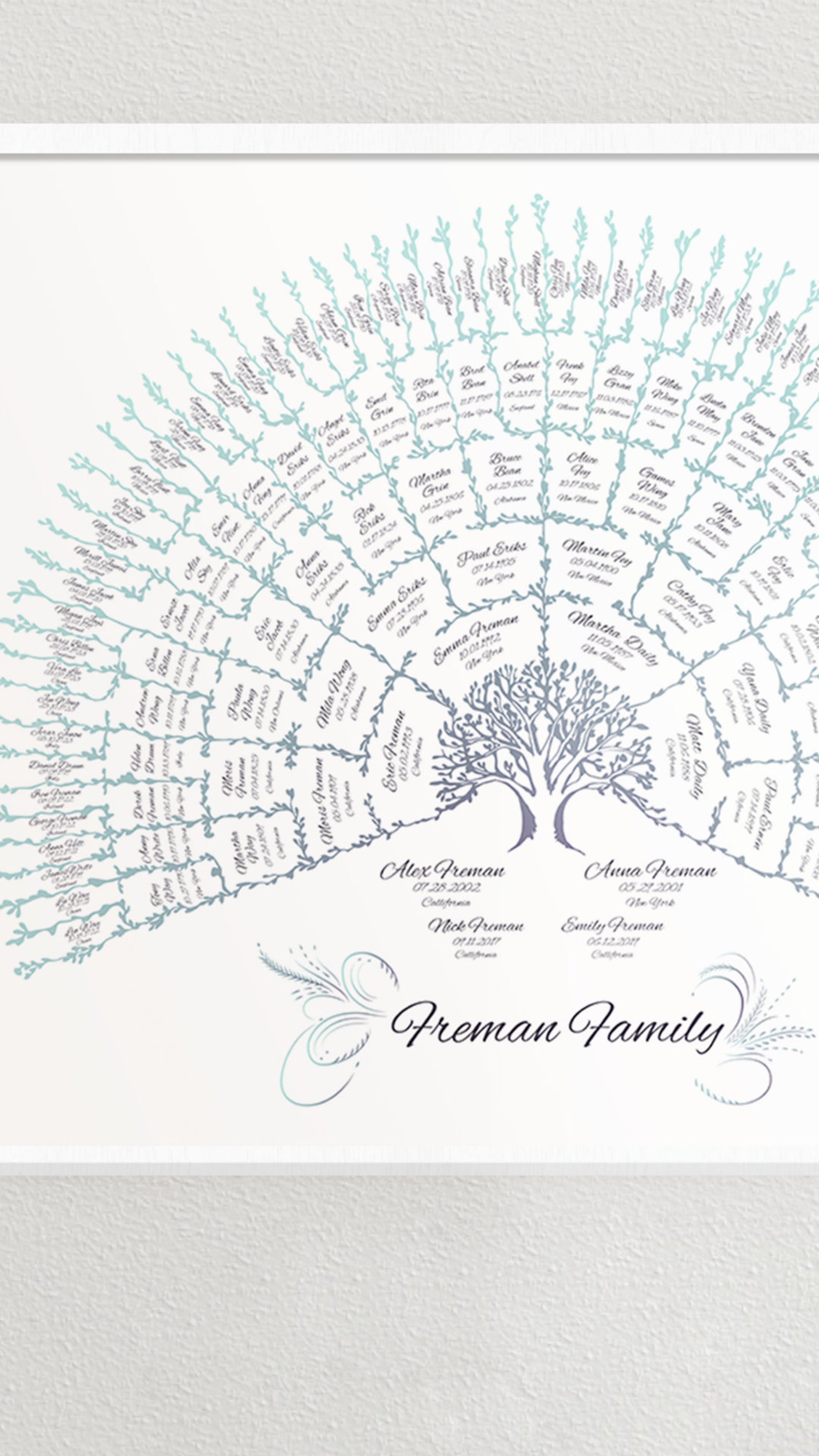 Custom Family Tree Template 7 Generation Fan Chart Ancestry Map ...
