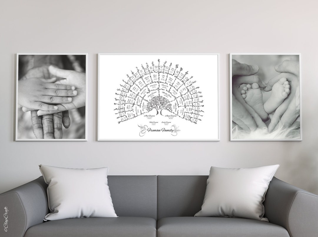 Family Tree Fan Chart Ancestry Map Genealogy Template 6 Generation ...