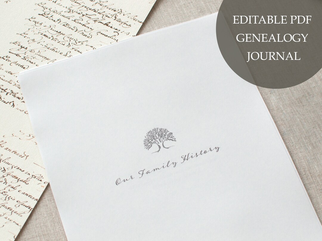 Editable Genealogy Journal Family Tree E-book 6 Generation Ancestor ...
