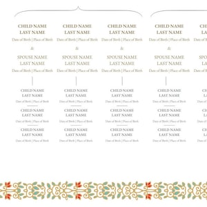 Editable Descendant Family Tree Template Genealogy Tree Multiple ...