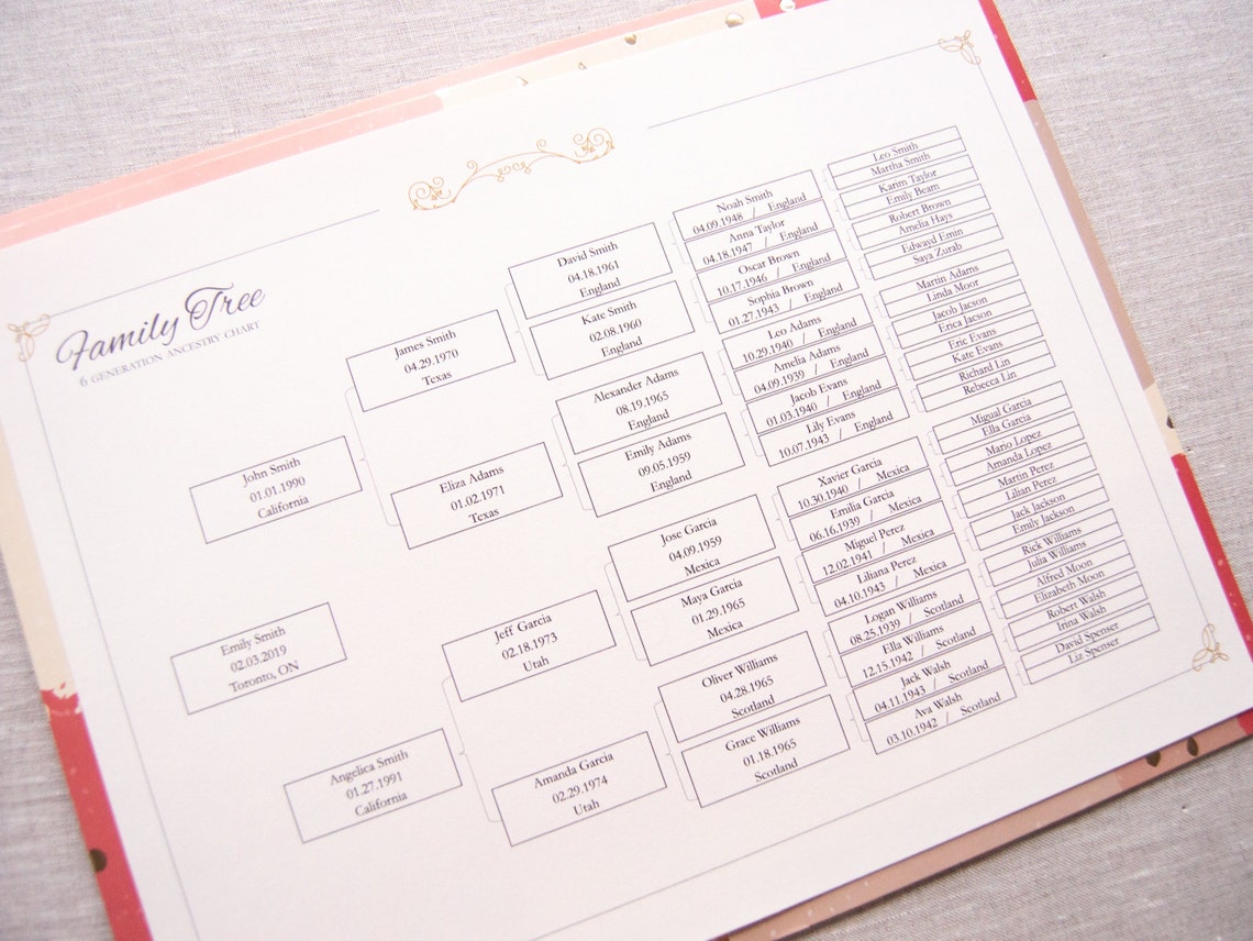 Family Tree Chart Digital Family Tree Template Print at Home - Etsy Canada