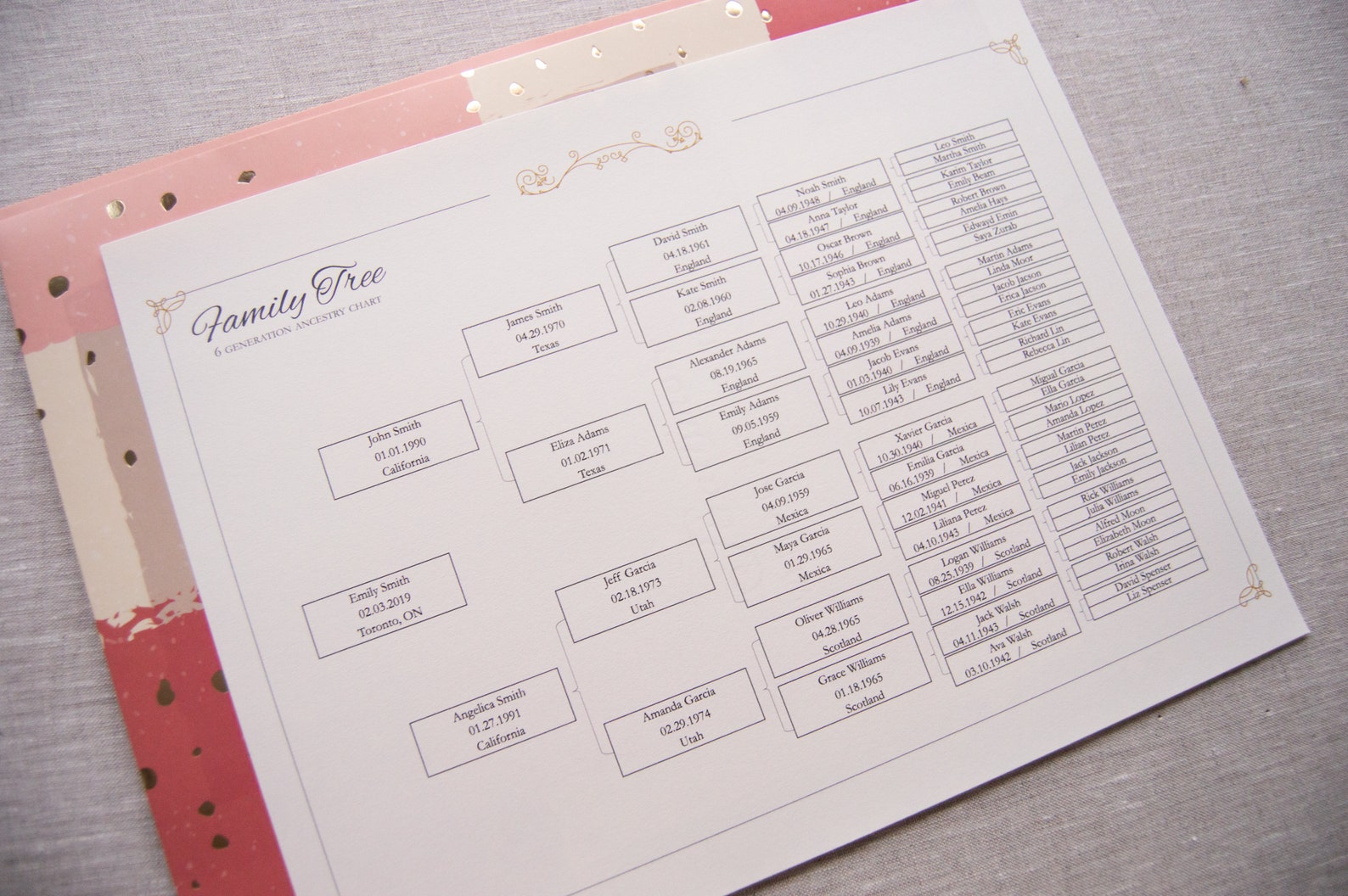 Editable Ancestry Chart Family History Template Fillable Genealogy ...