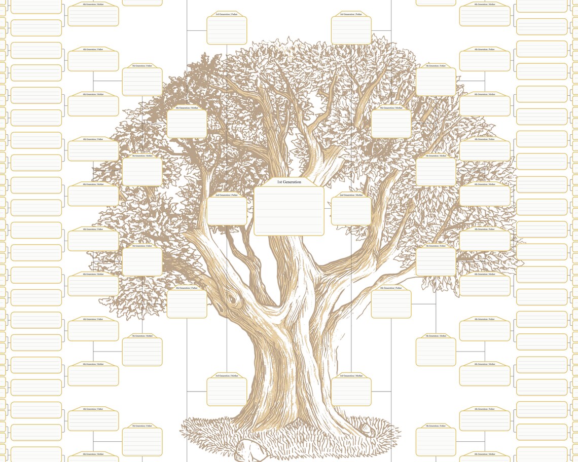 Genealogy Tree Fillable 7 Generation Family Tree Template Paternal ...