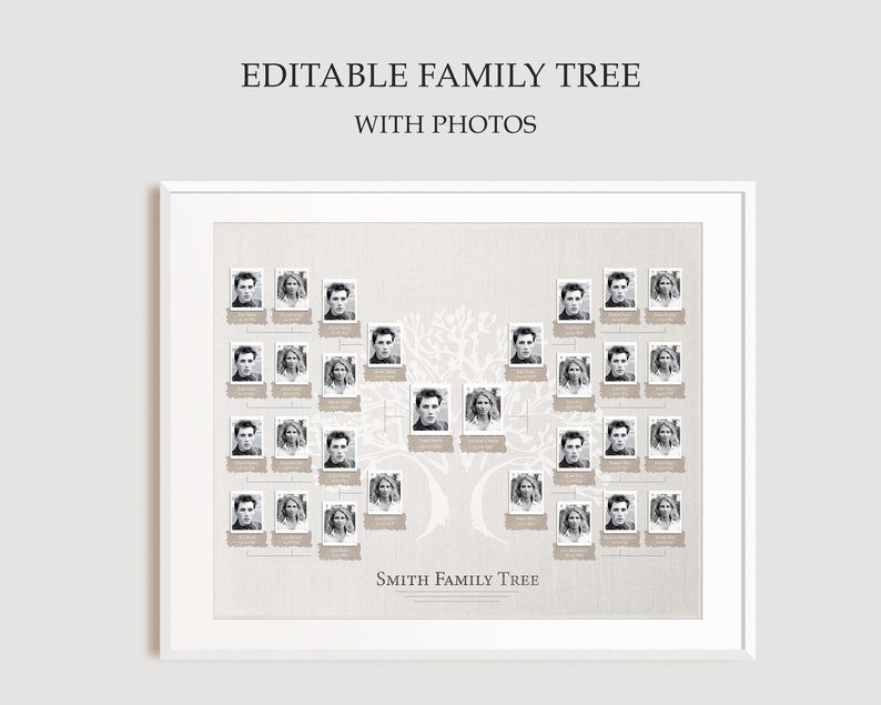 Editable Photo Family Tree Template With Photos Family Tree Portrait ...