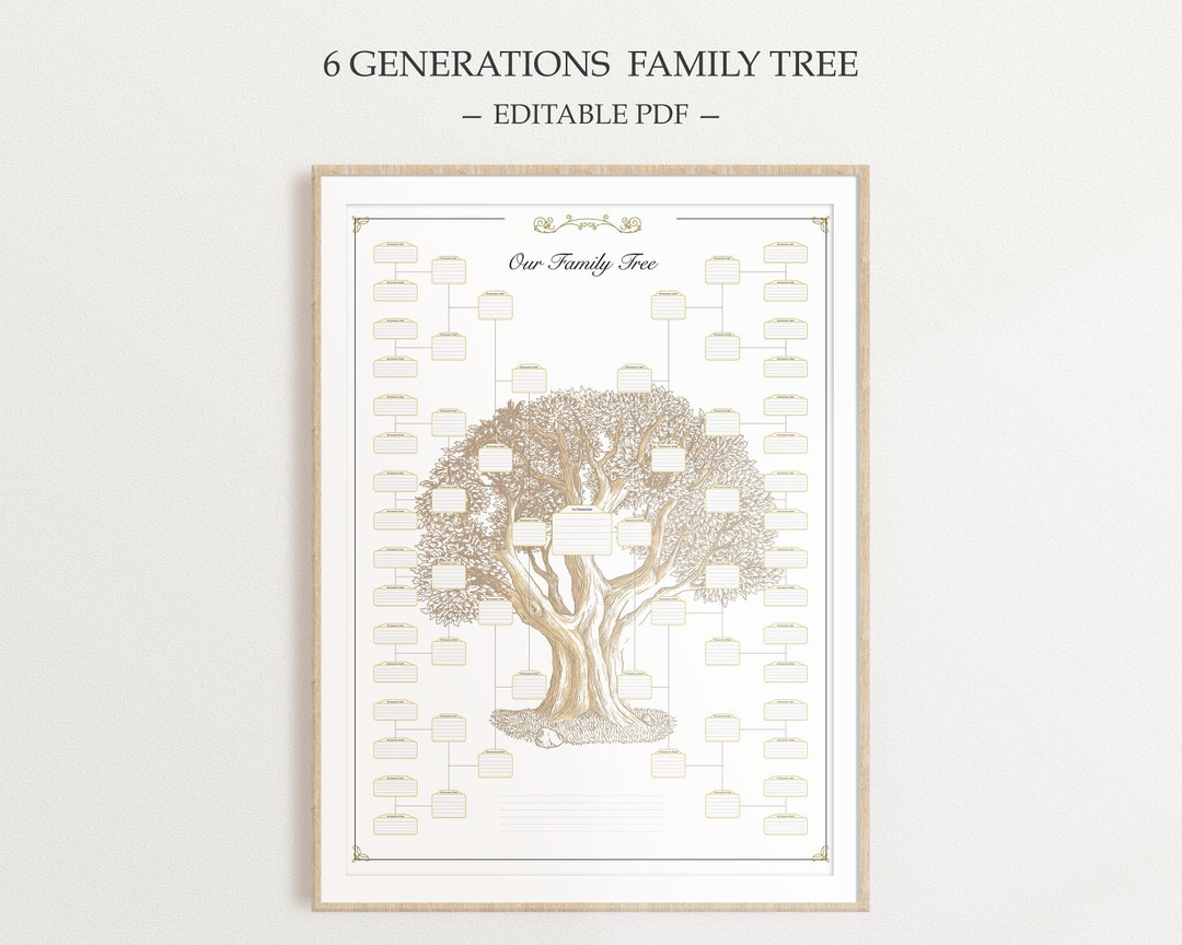 Genealogy Tree Chart Family Tree Template Fillable 6 Generations Family ...