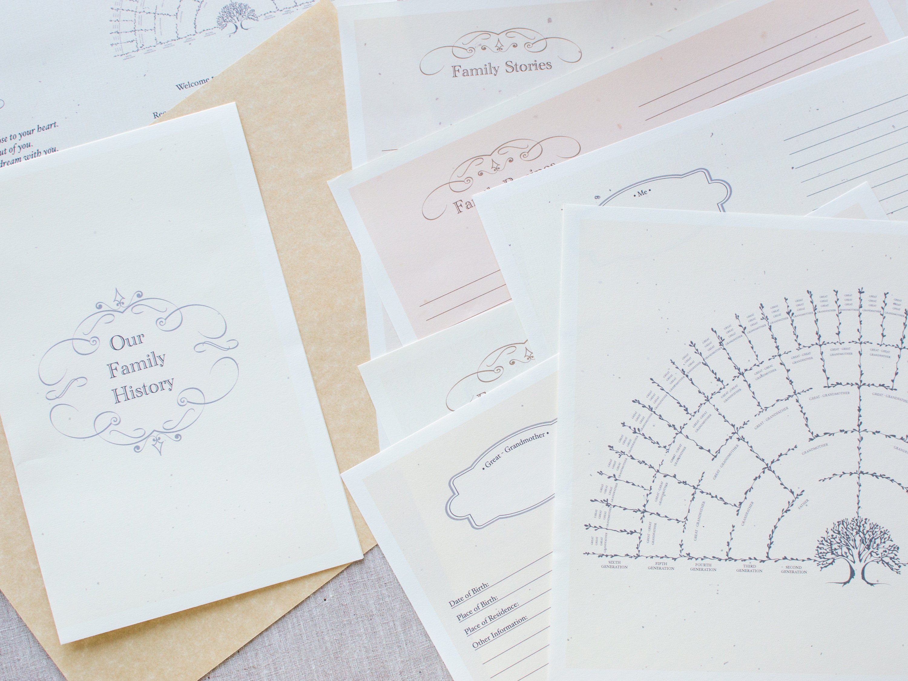 Genealogy Journal Family Tree Template 6 Generations Genealogy - Etsy