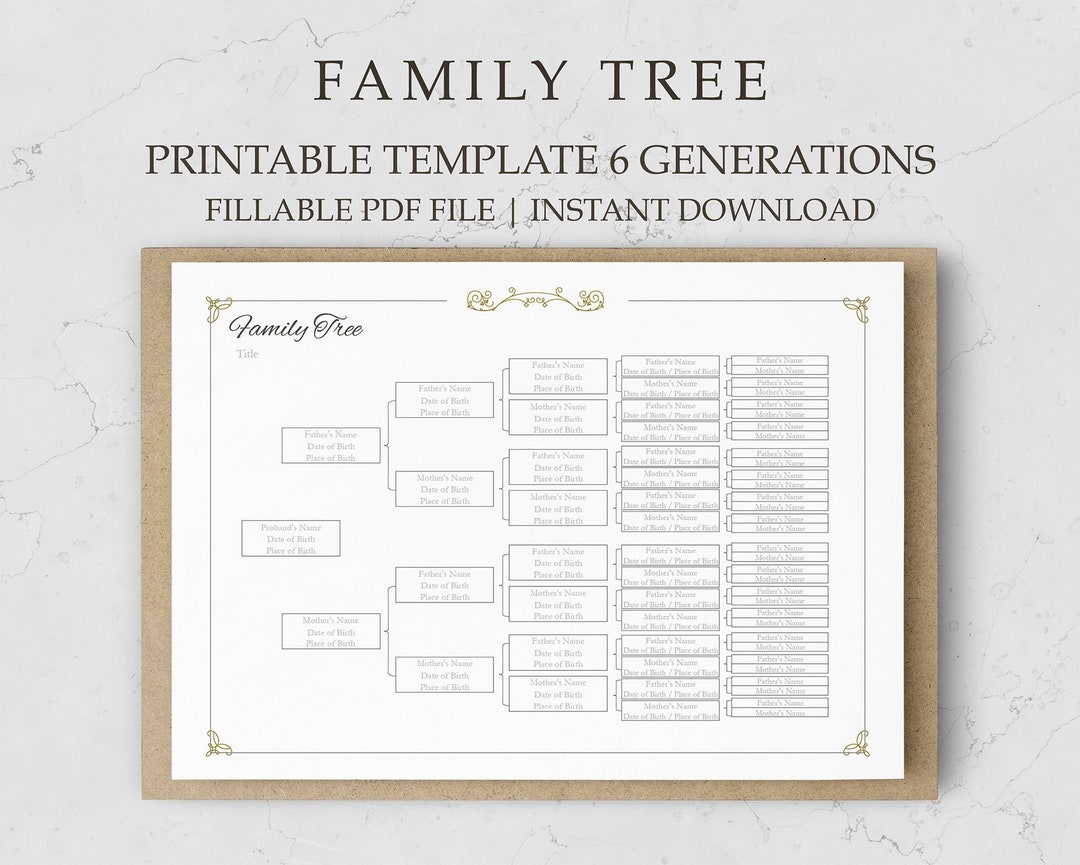 Family Tree Chart Digital Family Tree Template Print at Home Ancestry ...