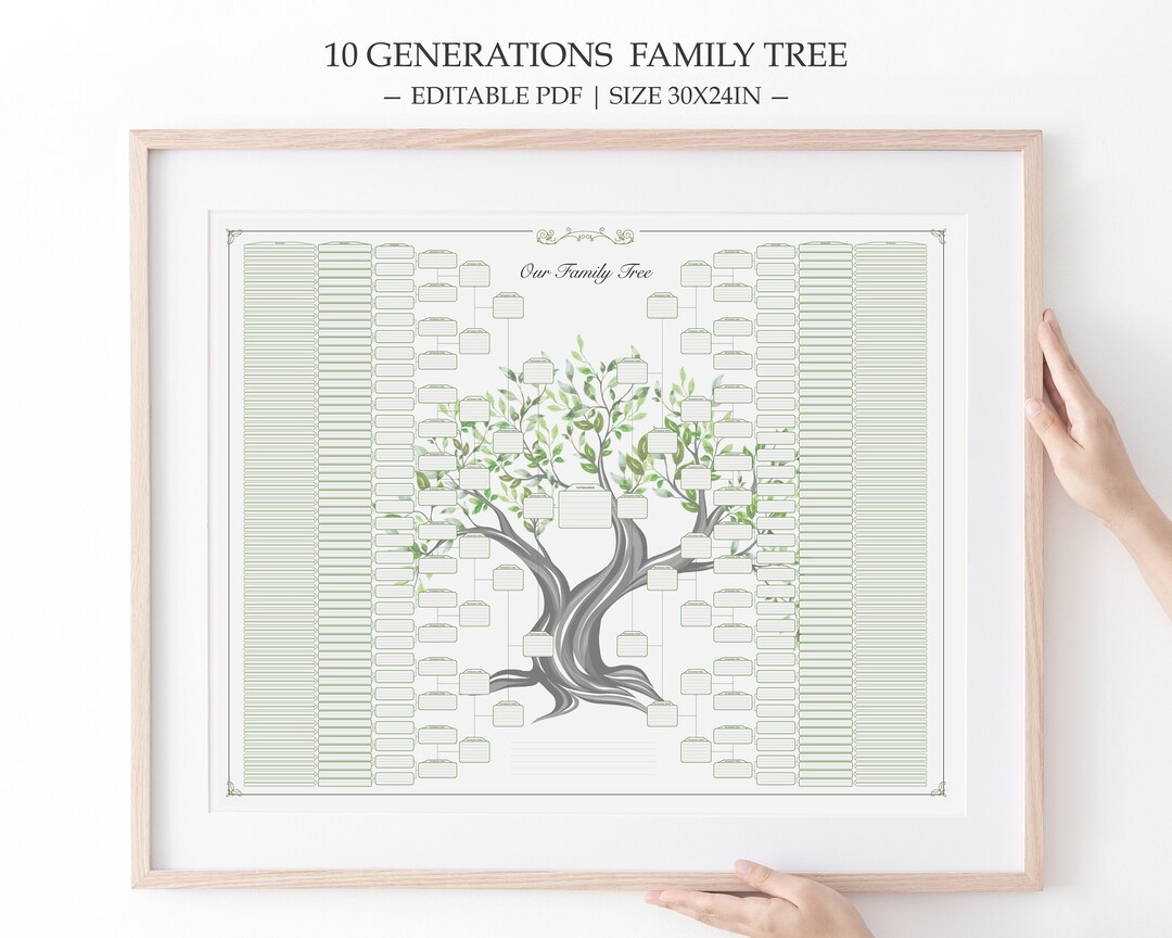 Fillable Family Tree Template Download 10 Generations Family - Etsy