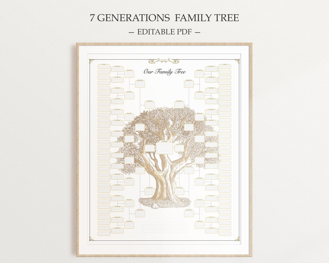 Genealogy Tree Fillable 7 Generation Family Tree Template Paternal ...