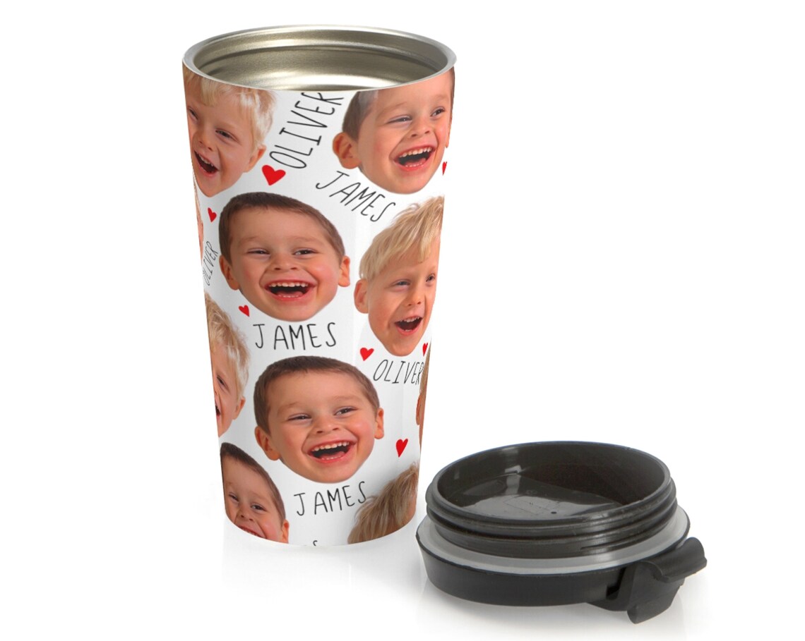 Personalized Travel Mug With Faces Custom Tumbler Photo And | Etsy