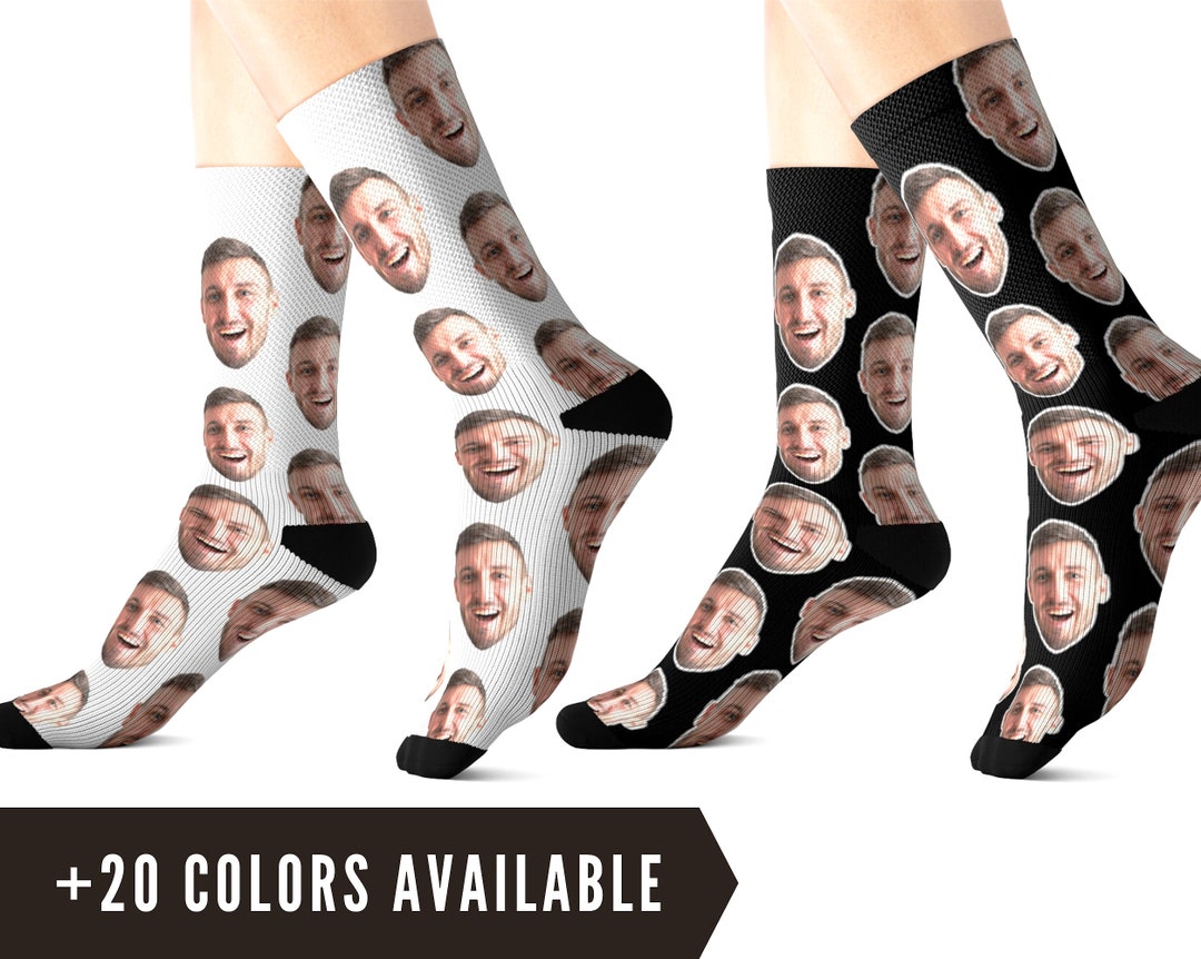 Custom Face Socks Multi Color - Custom Photo Socks Solid Color ...