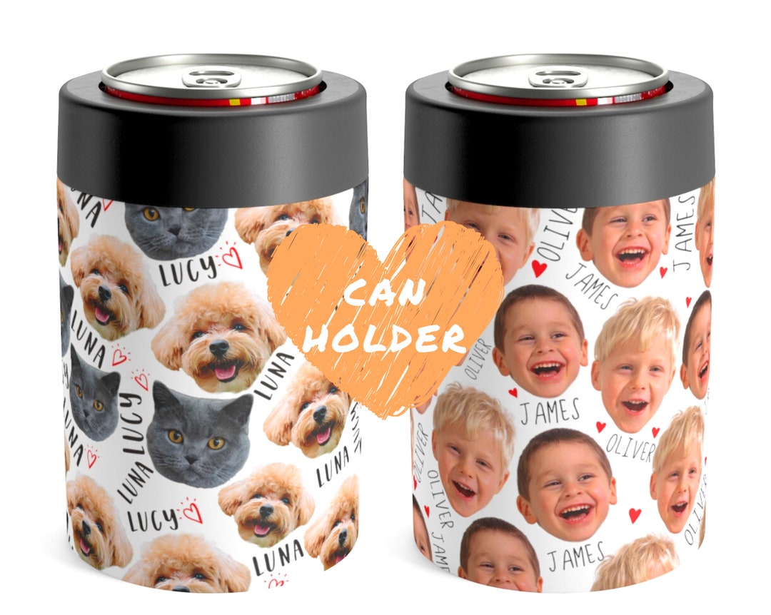 Personalized Can Holder With Faces - Custom Can Cooler Photo and Text ...