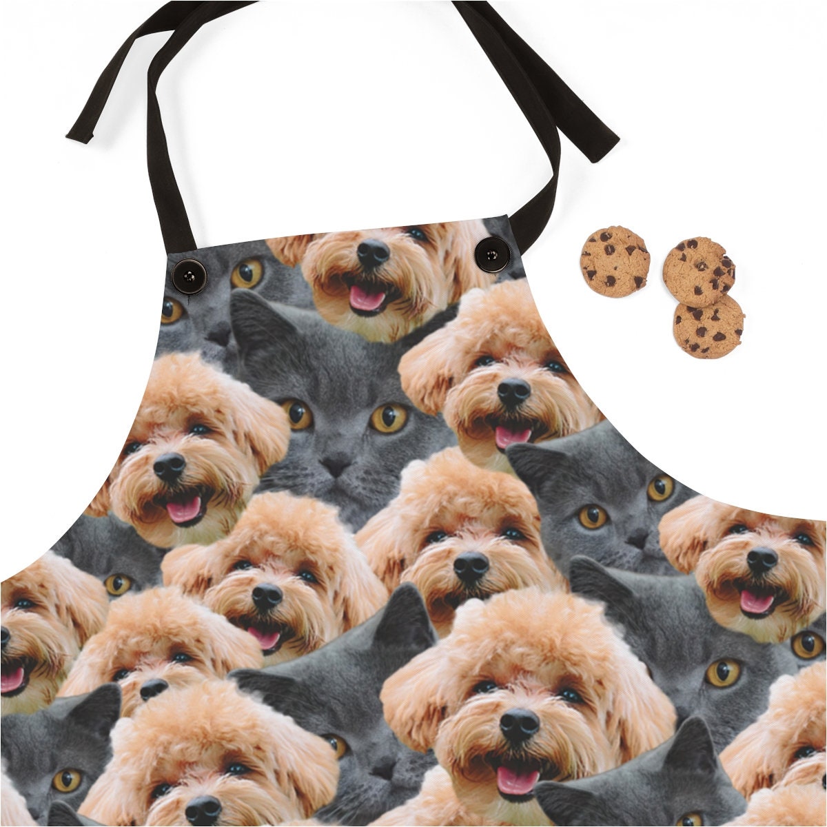 Custom Faces Apron for Cat Mom Dog Dad - Pet Photo Gift - Funny ...