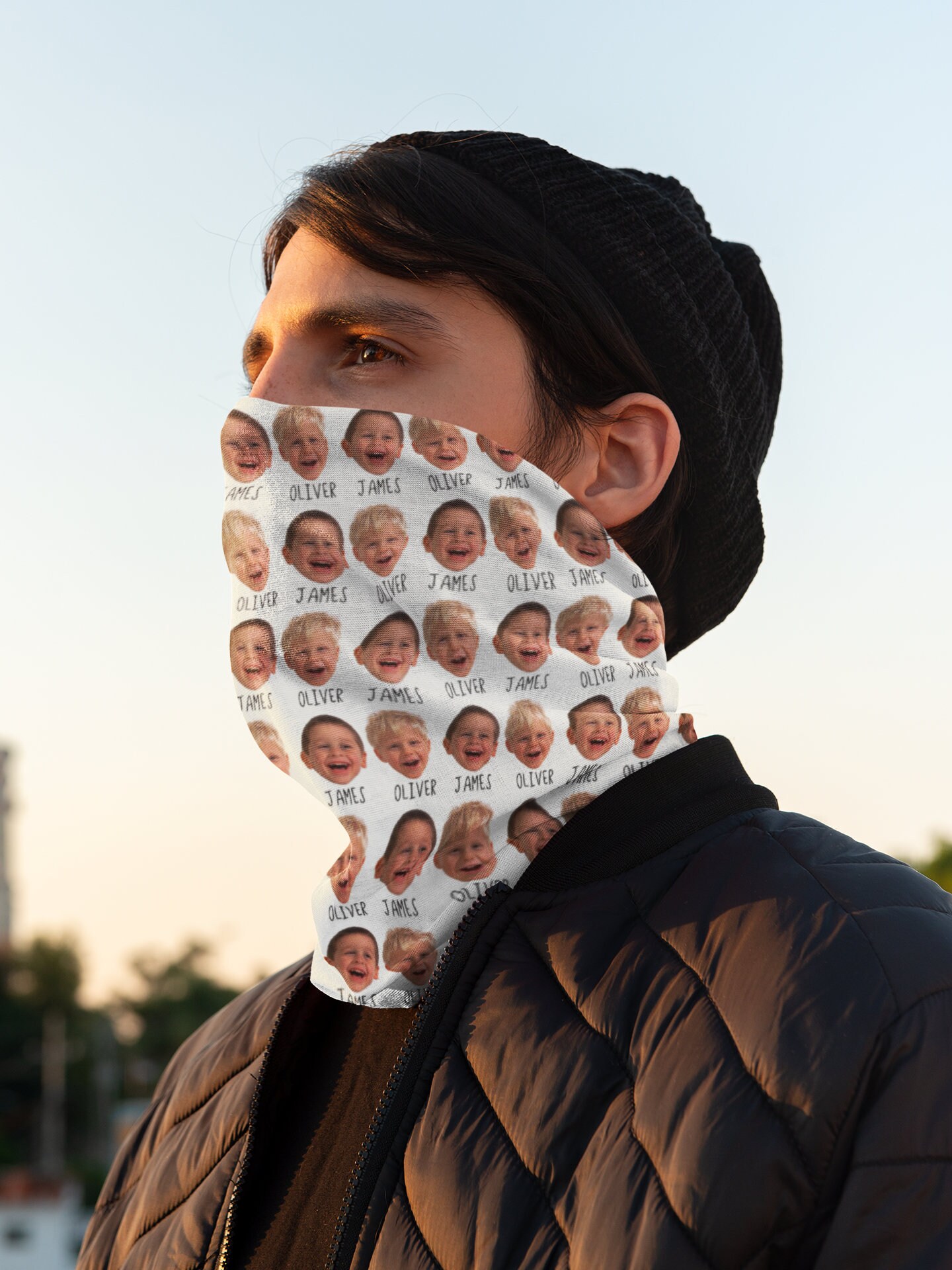 Personalized Face Pattern Neck Gaiter Custom Face Mask With - Etsy Canada