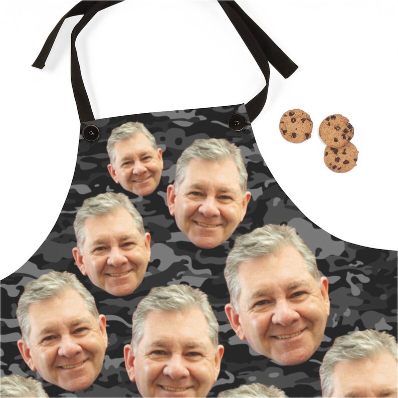 Custom Face Pattern Aprons With Camouflage Background Men - Funny ...